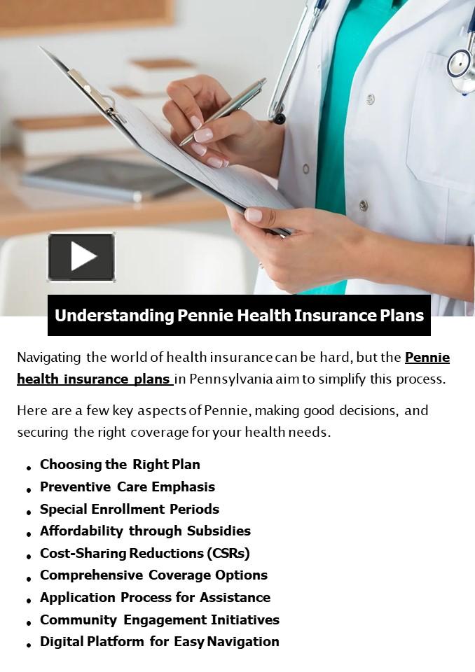 Understanding Pennie Health Insurance Plans presentation | free to download