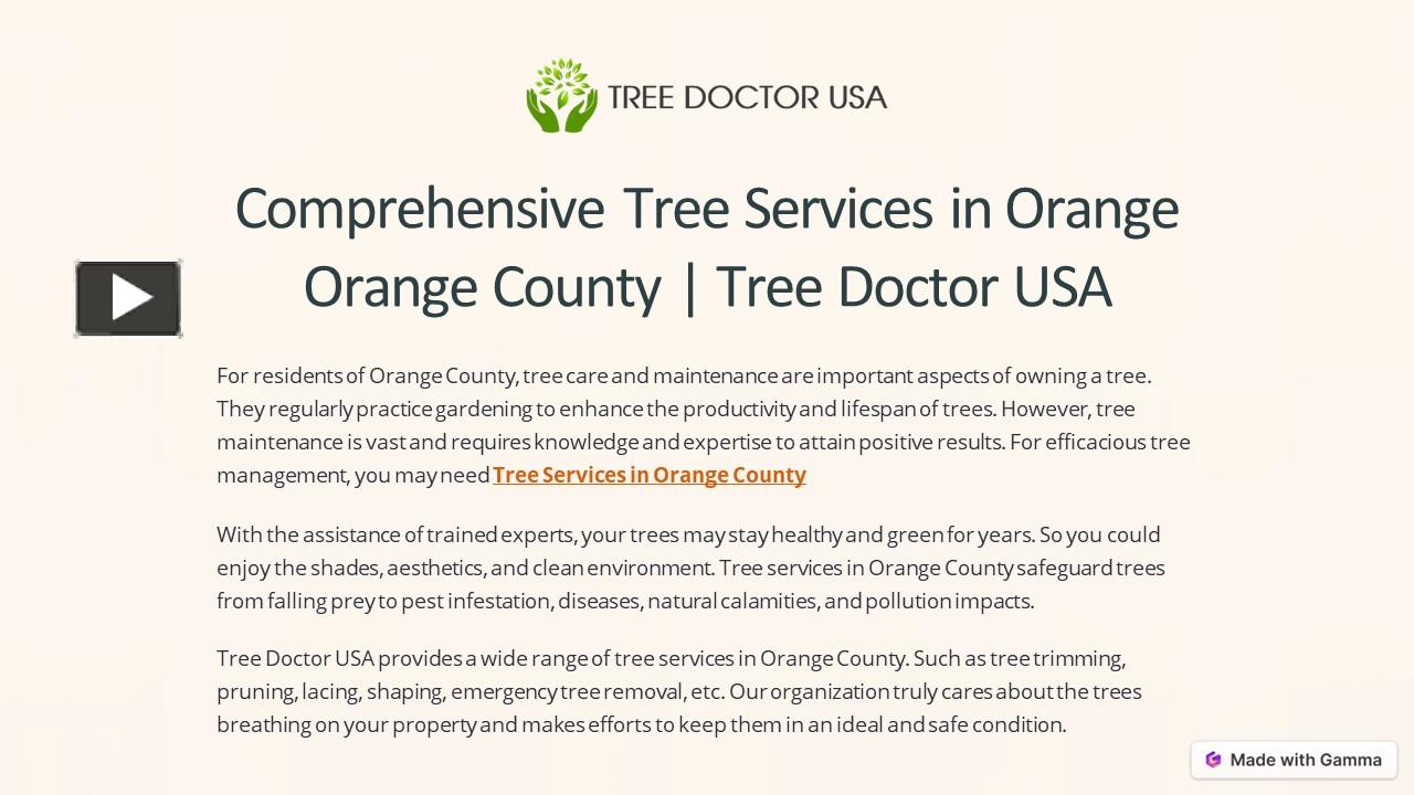 PPT – Comprehensive Tree Services in Orange County | Tree Doctor USA ...