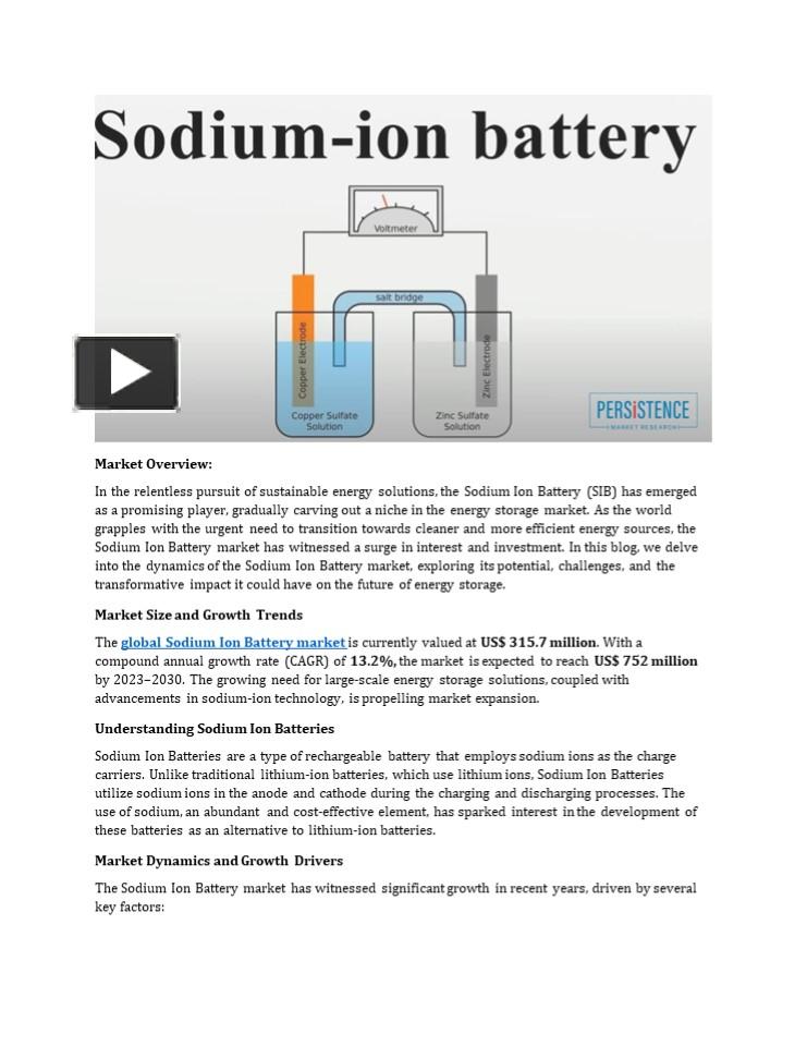 Rapid Advancements in Sodium Ion Battery Market to Fuel Revenues ...