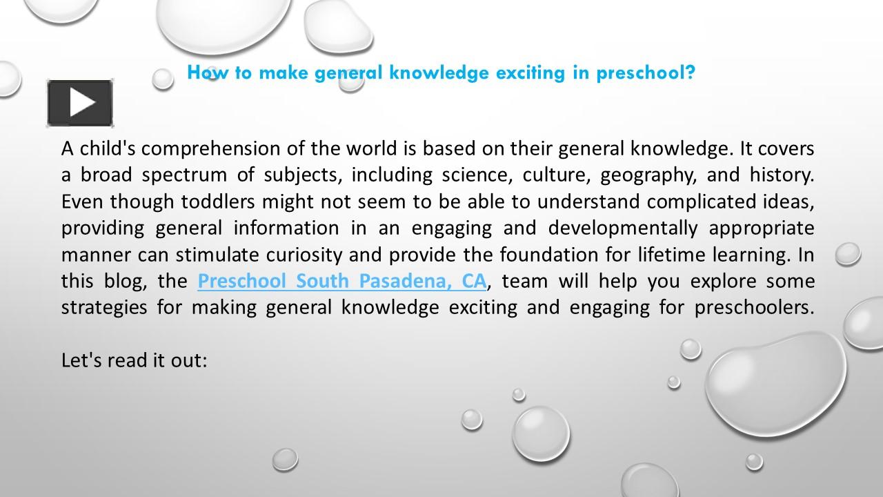 How to make general knowledge exciting in preschool? presentation ...