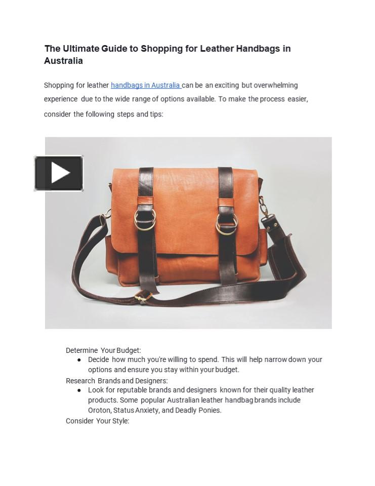 PPT – The Ultimate Guide to Shopping for Leather Handbags in Australia ...