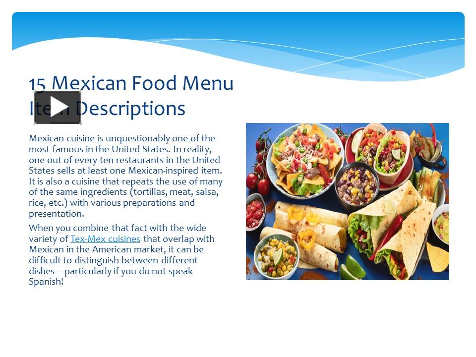 15 Mexican Food Menu Item Descriptions presentation | free to download