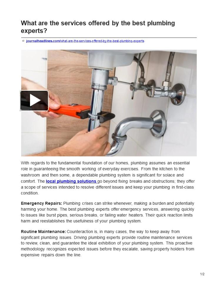 Plumbing Wisdom: Why Expertise Matters for Your Pipes and Peace of Mind ...