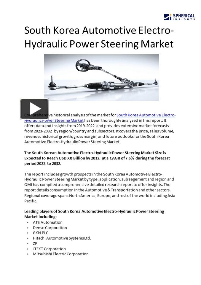 Ppt South Korea Automotive Electro Hydraulic Power Steering Market