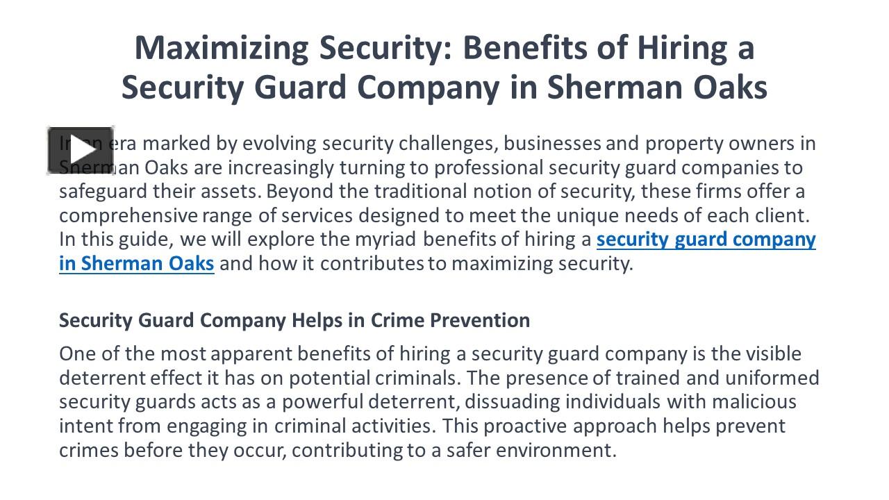 Top Security Guard Company in Sherman Oaks presentation | free to download