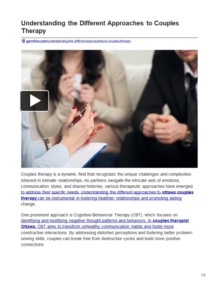 PPT – Uniting Minds and Hearts: Different Schools of Couples Therapy ...