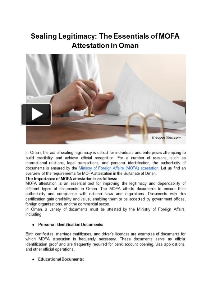 PPT – Navigating the Crucial Steps and Significance of MOFA Attestation ...