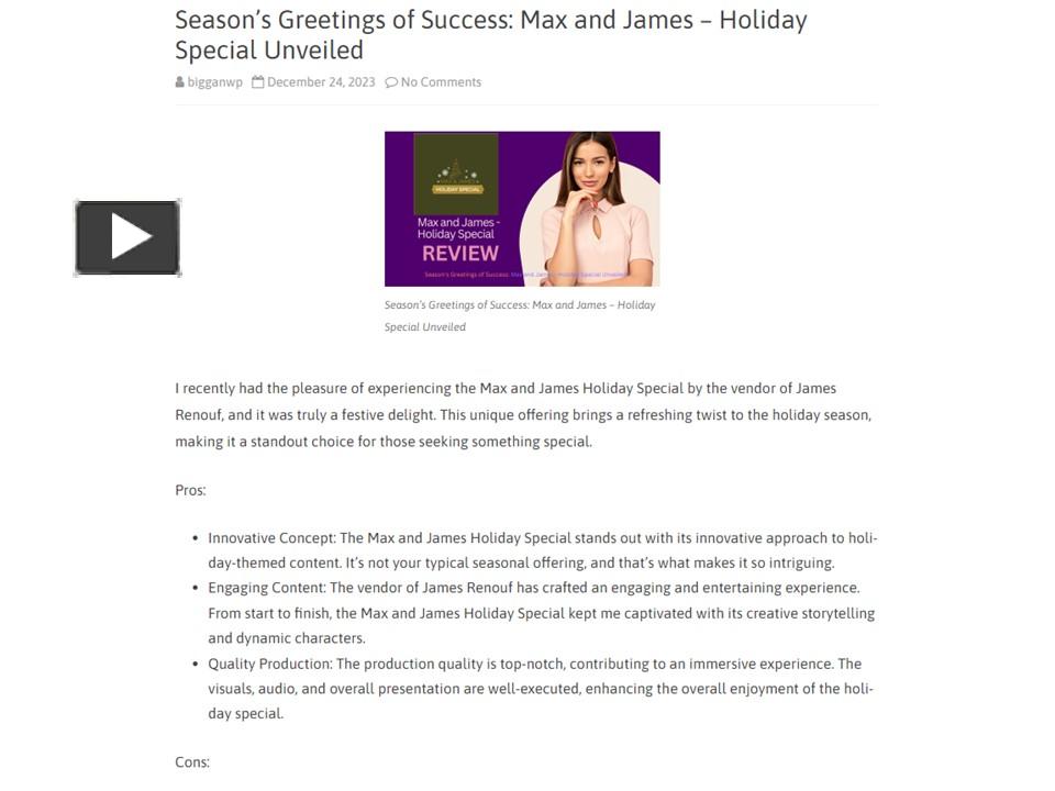PPT – Season's Greetings of Success: Max and James - Holiday Special ...
