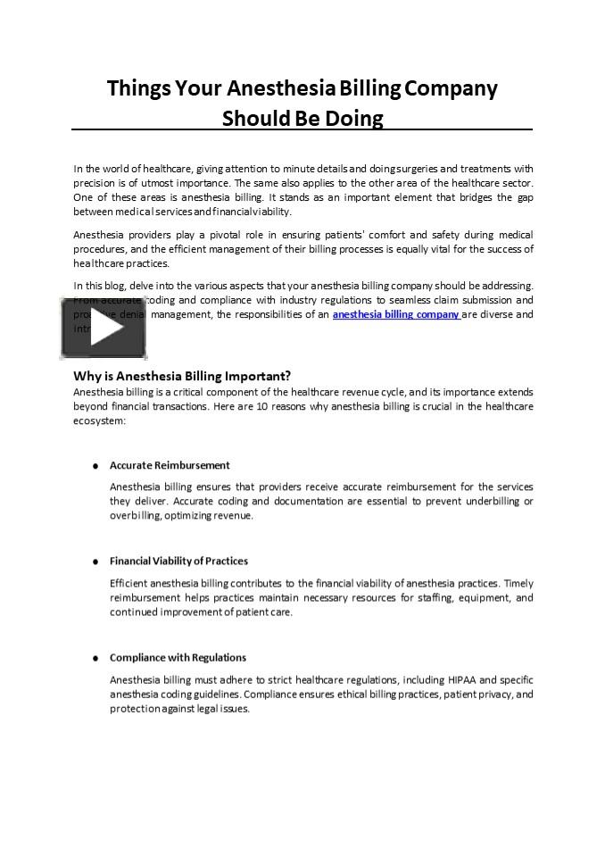 PPT – Things Your Anesthesia Billing Company Should Be Doing PowerPoint ...