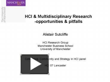 PPT – HCI PowerPoint presentation | free to view - id: 98467-NjllZ