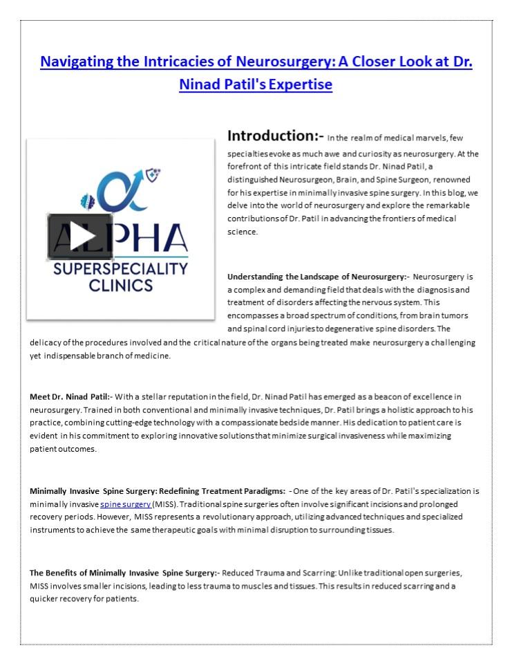 PPT – Dr. Ninad Patil, Neurosurgeon, Brain and Spine Surgeon, Minimally ...