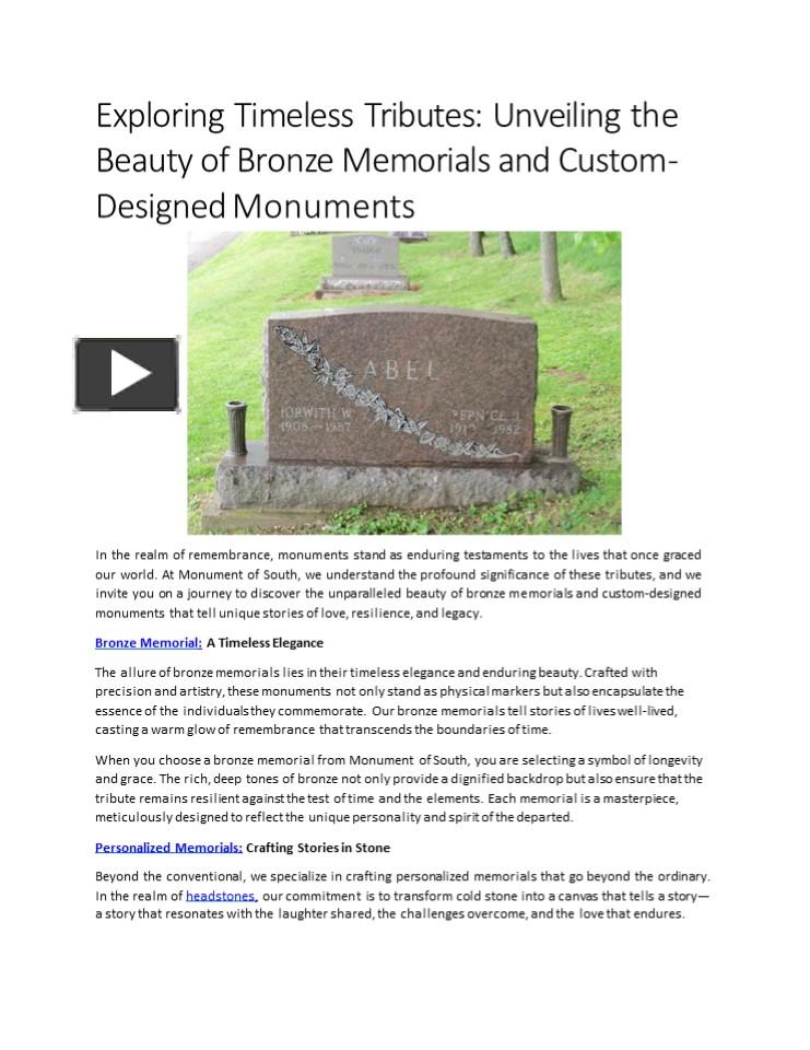 PPT – Exploring Timeless Tributes: Unveiling the Beauty of Bronze ...