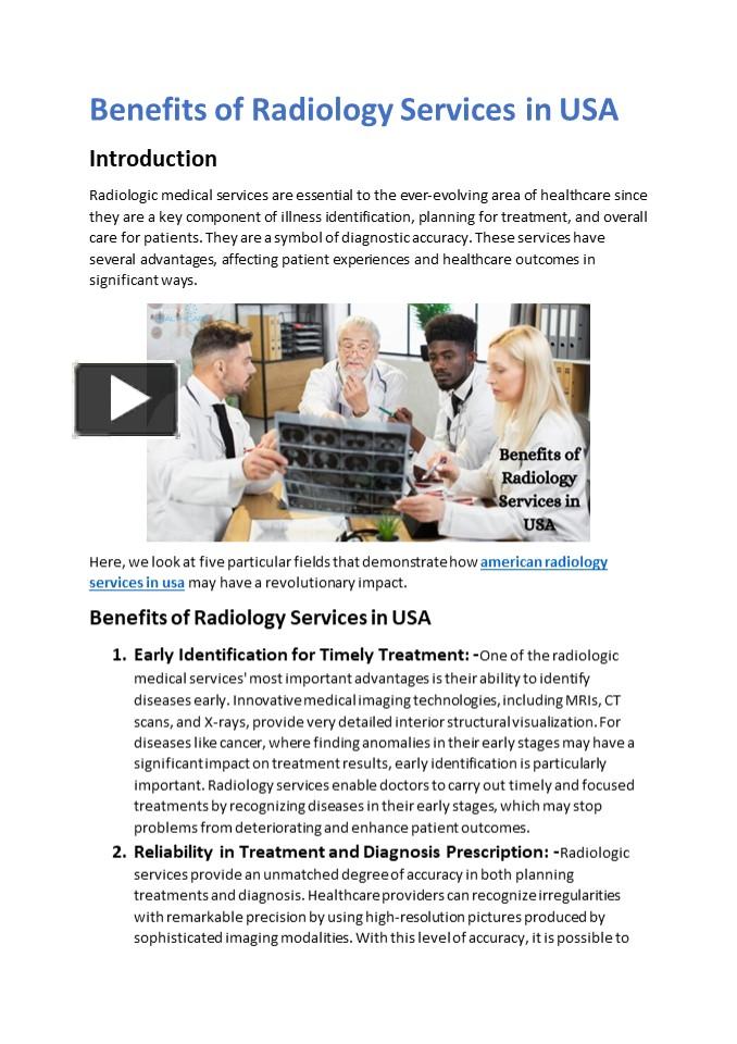 PPT – Benefits of Radiology Services in USA (1) PowerPoint presentation ...