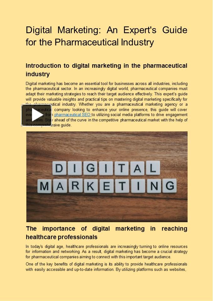 PPT – Digital Marketing: An Expert's Guide for the Pharmaceutical ...