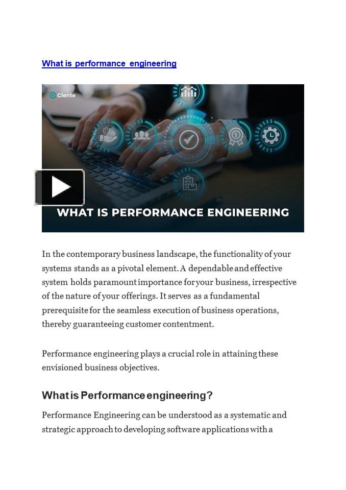 What is performance engineering presentation | free to download