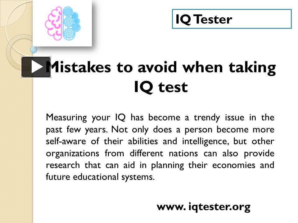 Free IQ test online at IQ Tester presentation | free to download