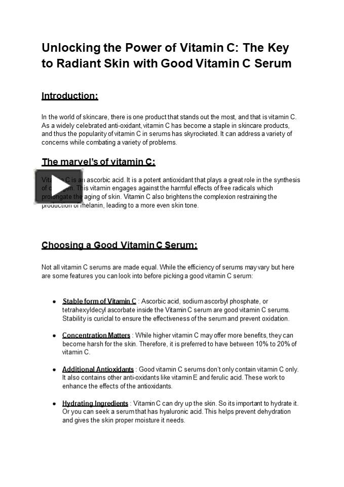 PPT – Unlocking the Power of Vitamin C: The Key to Radiant Skin with ...