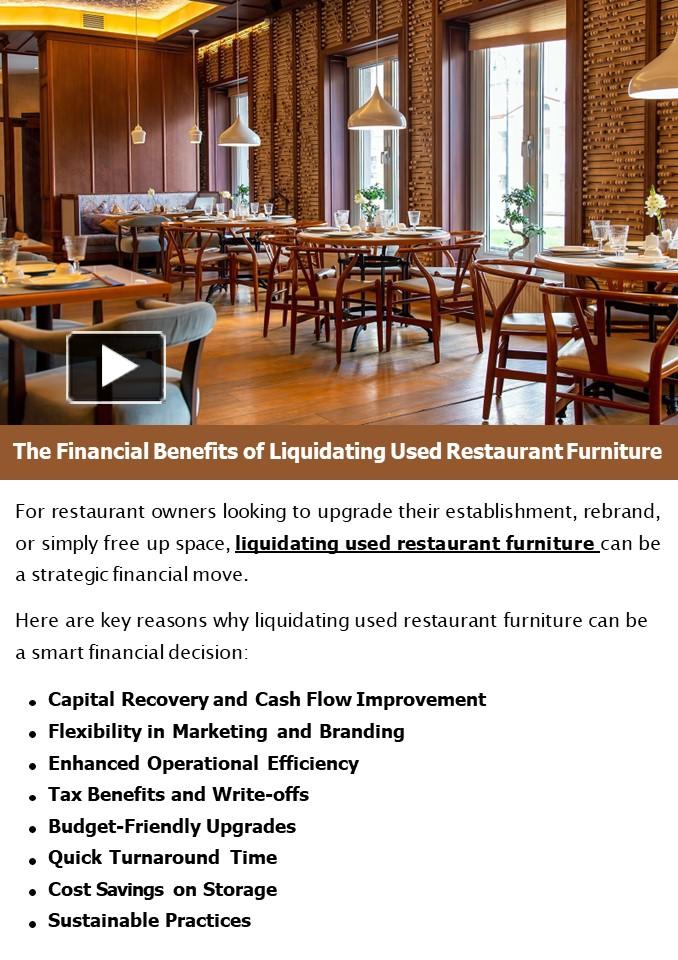 PPT – The Financial Benefits of Liquidating Used Restaurant Furniture ...