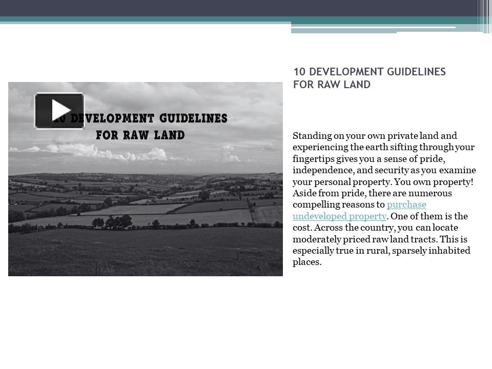 10 Development Guidelines for Raw Land presentation | free to download