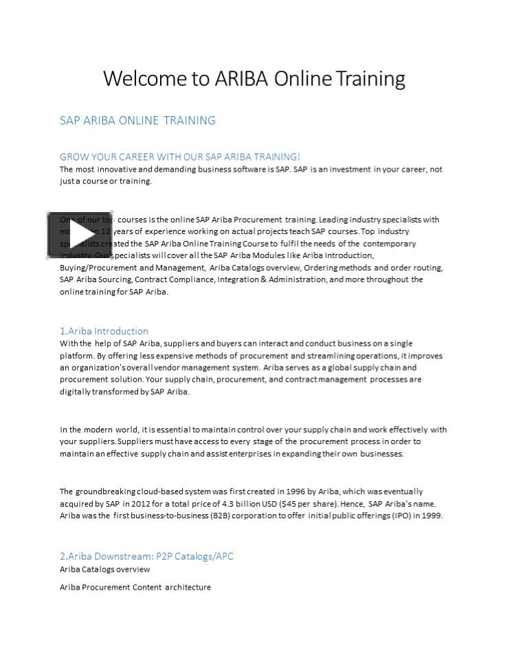 SAP ARIBA Online Training PPT presentation | free to download