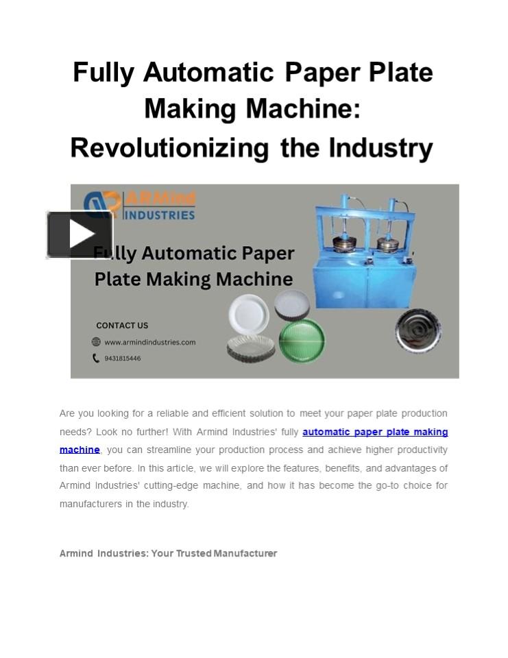 Fully Automatic Paper Plate Making Machine presentation | free to download