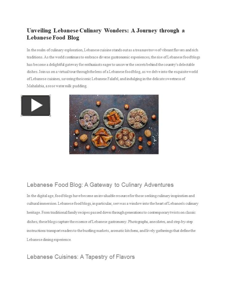 PPT – Unveiling Lebanese Culinary Wonders, A Journey through a Lebanese ...