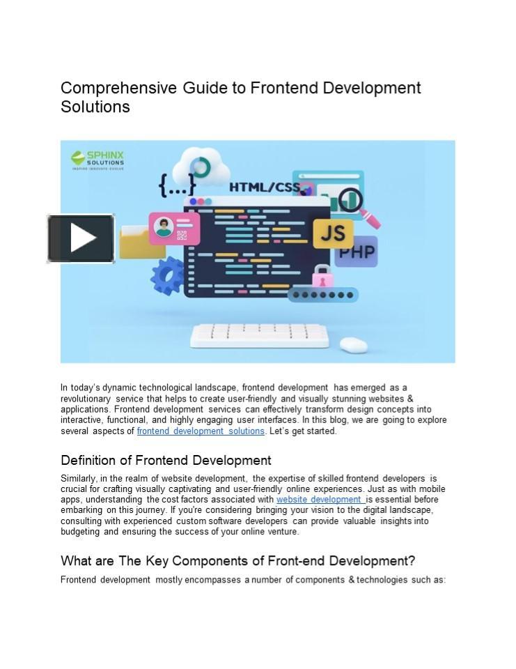 Comprehensive Guide to Frontend Development Solutions presentation ...