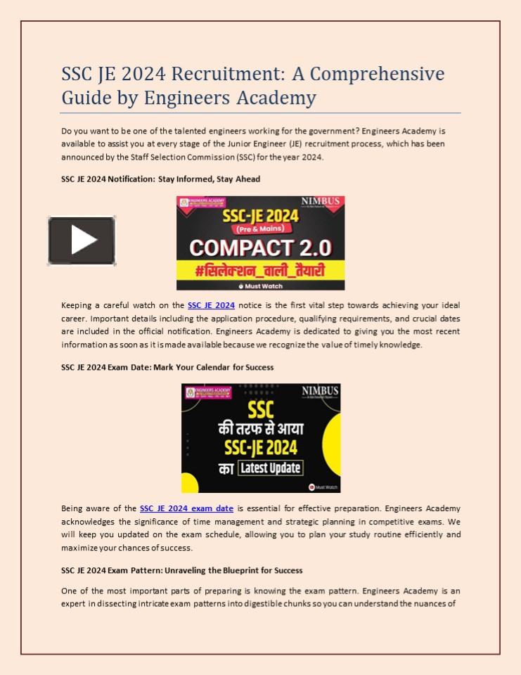 PPT – SSC JE 2024 Recruitment: Your Gateway to a Promising Engineering ...