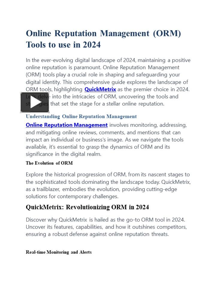 Online Reputation Management (ORM) Tools to use in 2024 presentation ...