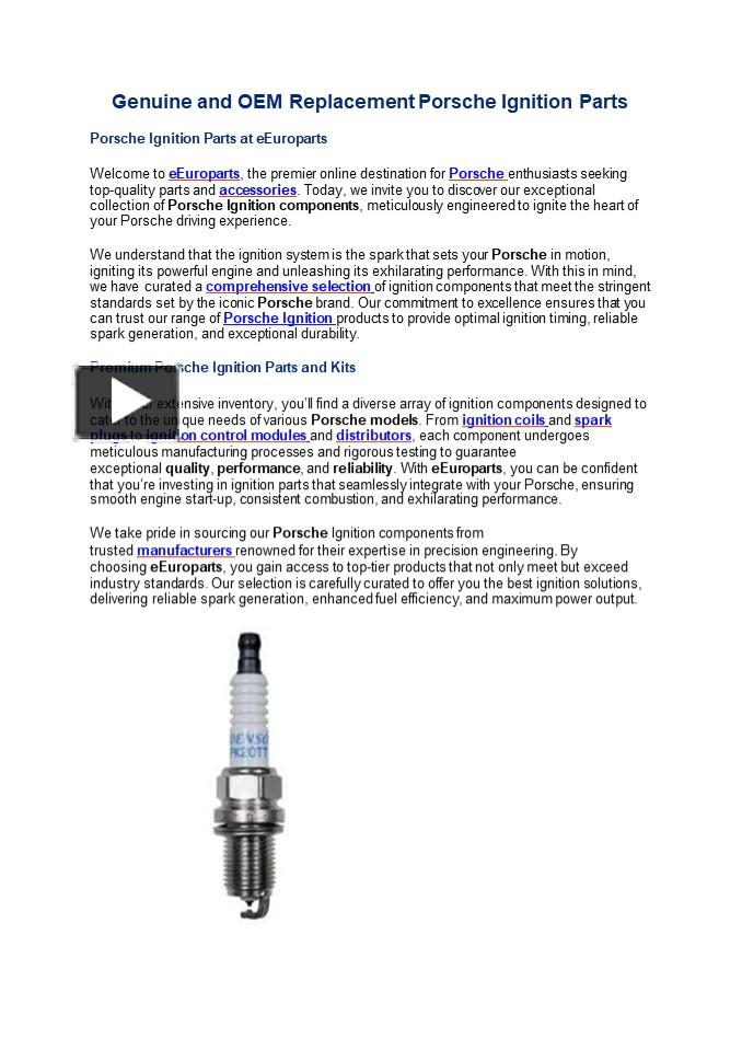 PPT – Porsche Ignition Parts - eEuroparts PowerPoint presentation ...