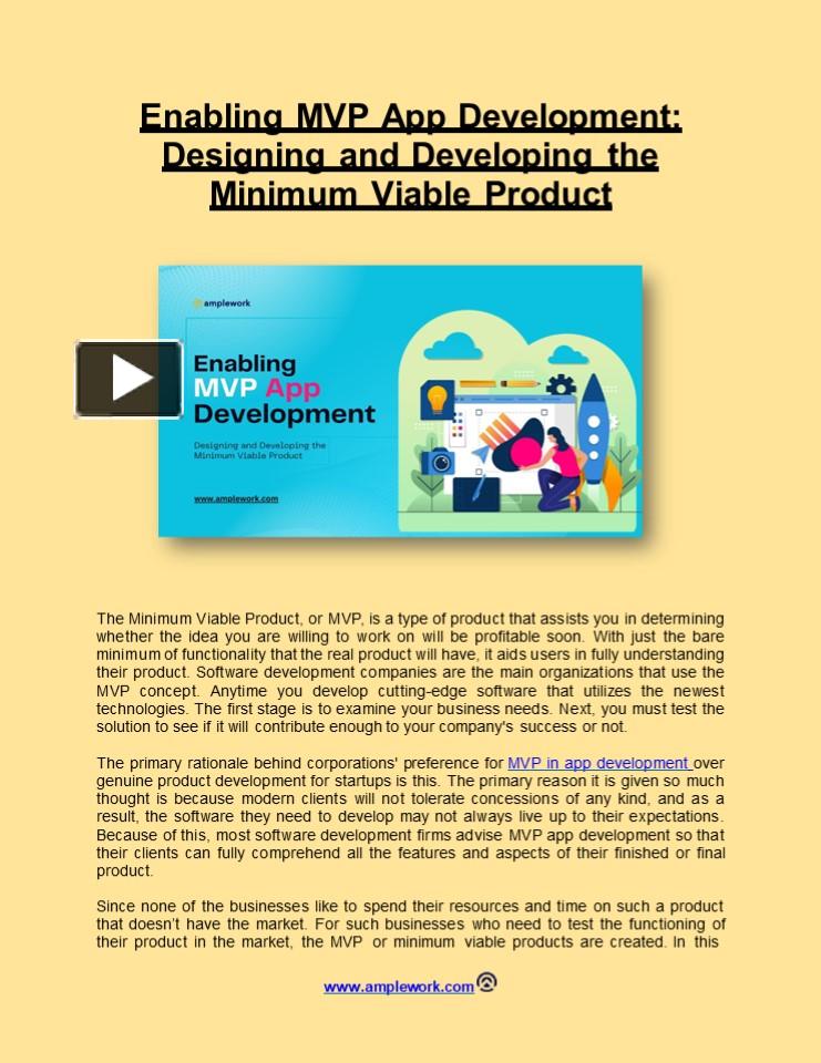 Enabling MVP App Development: Designing and Developing the Minimum ...