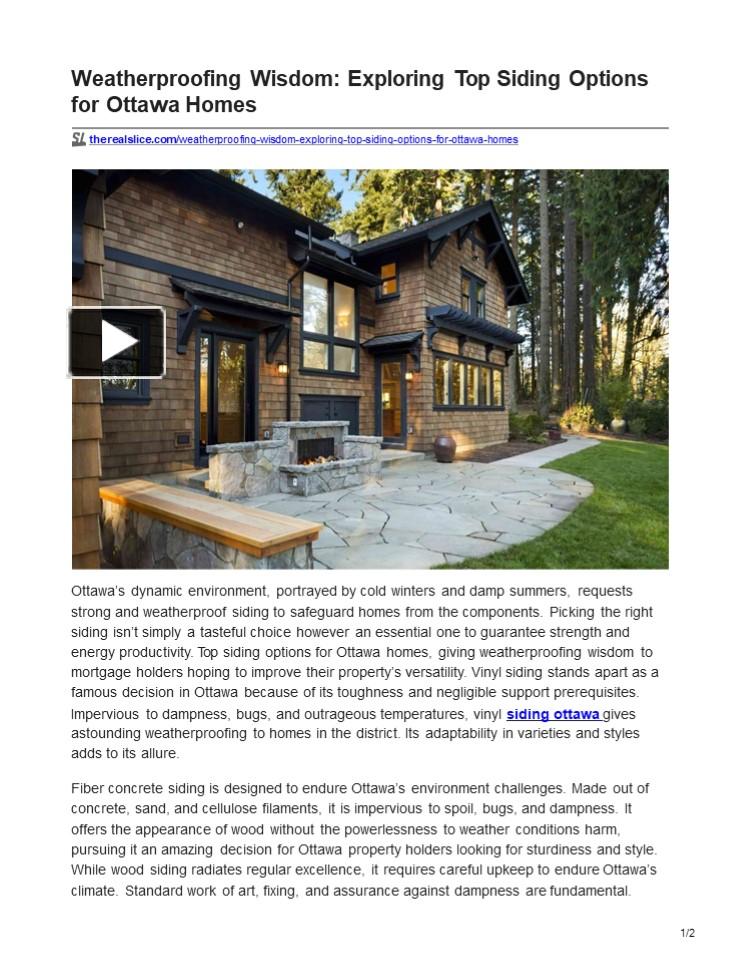 PPT – Fortify Your Home: Exploring Ottawa's Best Siding for ...