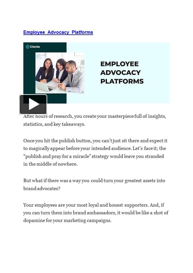 Employee Advocacy Platforms presentation | free to download