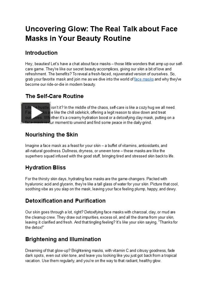 Uncovering Glow: The Real Talk about Face Masks in Your Beauty Routine ...