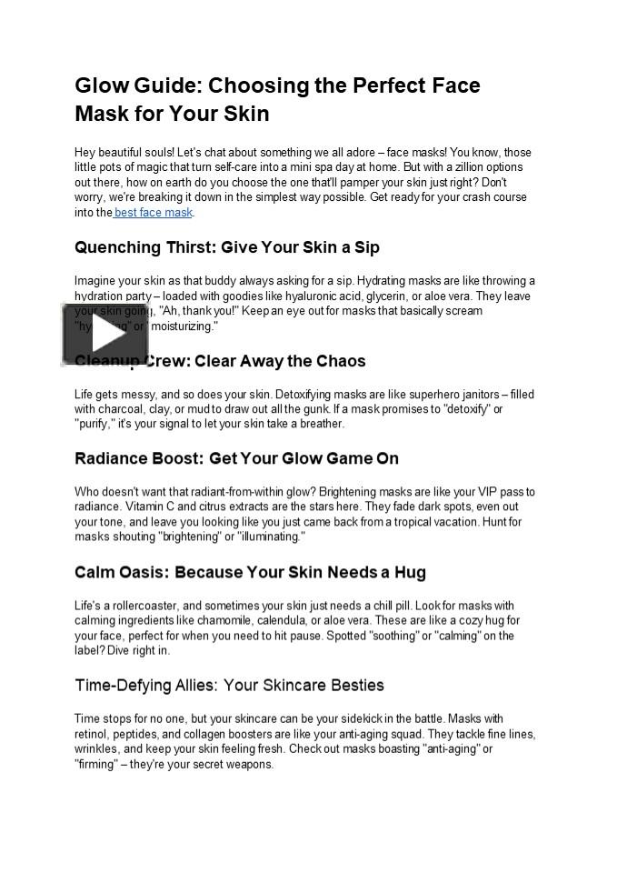 PPT – Glow Guide: Choosing the Perfect Face Mask for Your Skin ...