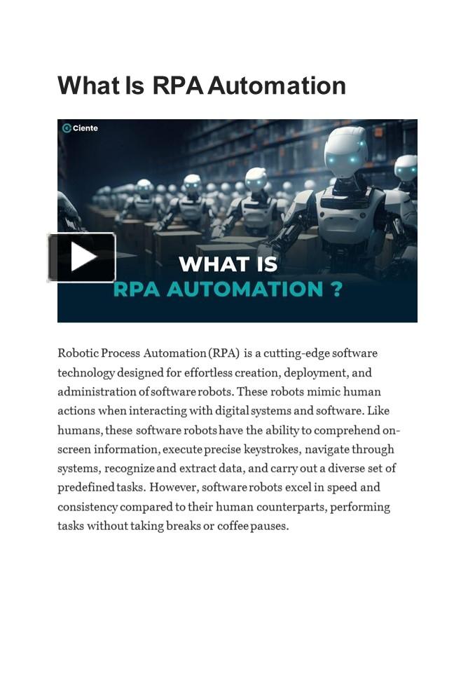 What Is RPA Automation presentation | free to download