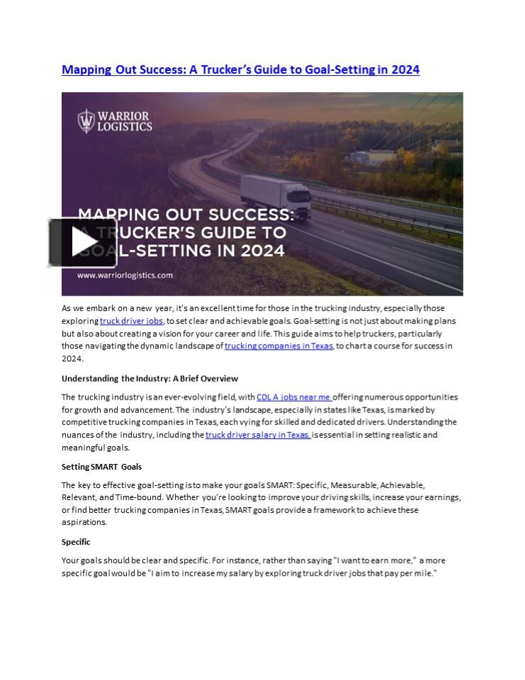 PPT – Mapping Out Success: A Trucker's Guide to Goal-Setting in 2024 ...