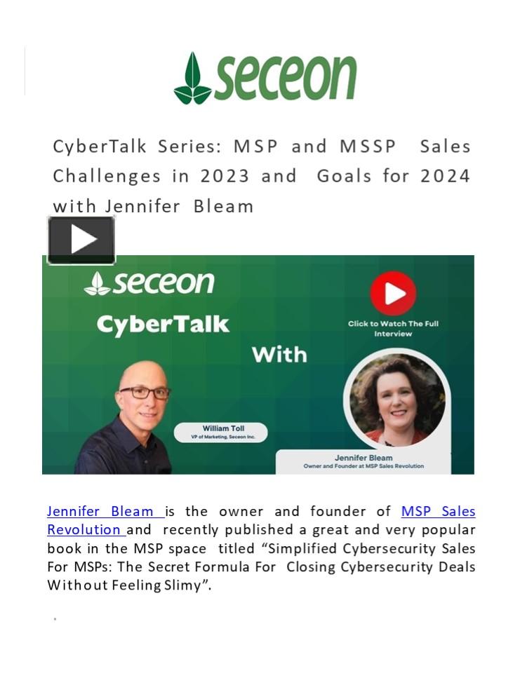 PPT – MSP and MSSP Sales Challenges in 2023 and Goals for 2024 with ...