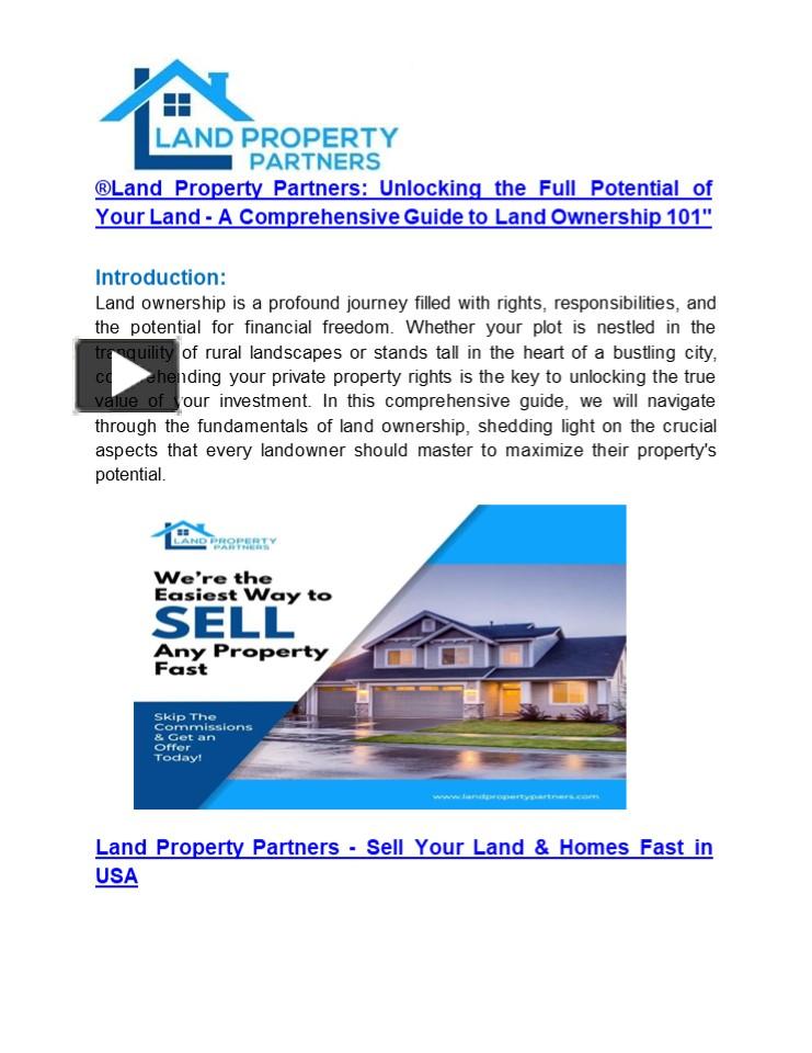 Land Property Partners - Sell Your Land & Homes Fast in USA ...