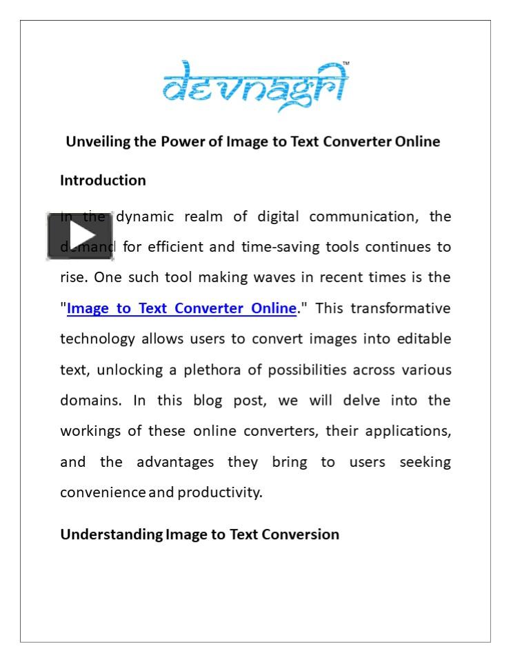 PPT – Unveiling the Power of Image to Text Converter Online PowerPoint ...