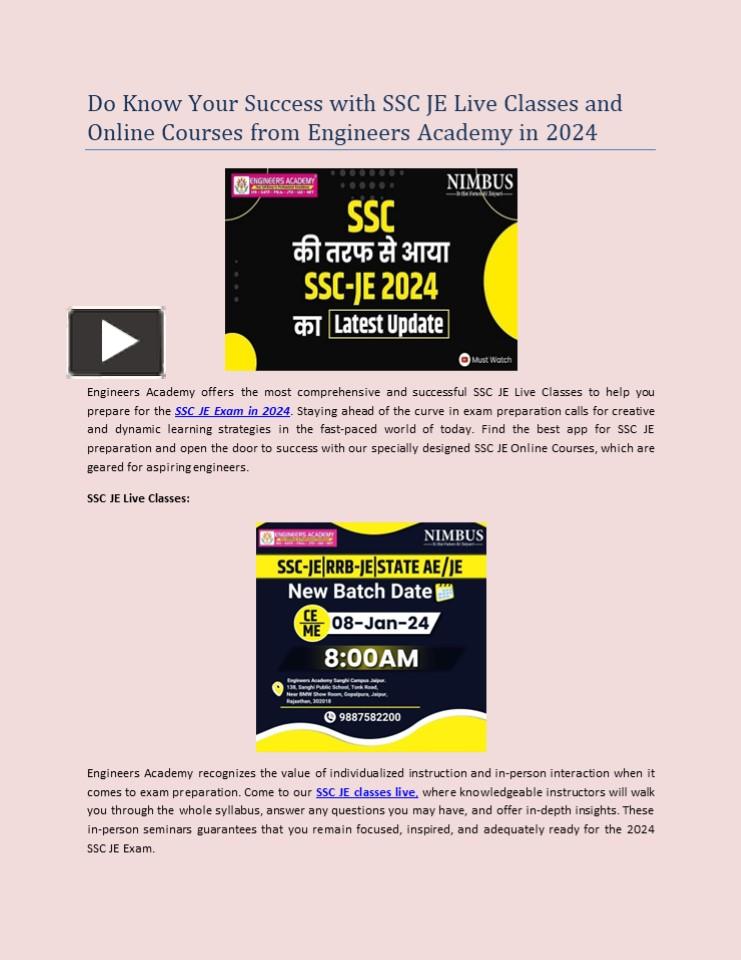 PPT – Do Know Your Success with SSC JE Live Classes and Online Courses ...