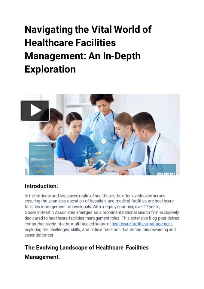 PPT – Navigating the Vital World of Healthcare Facilities Management ...