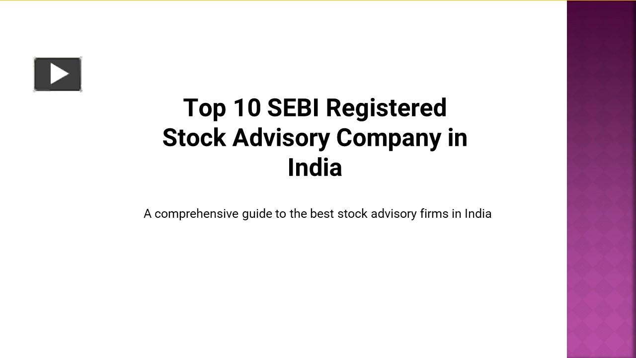PPT – Top 10 SEBI Registered Stock Advisory Companies in India ...