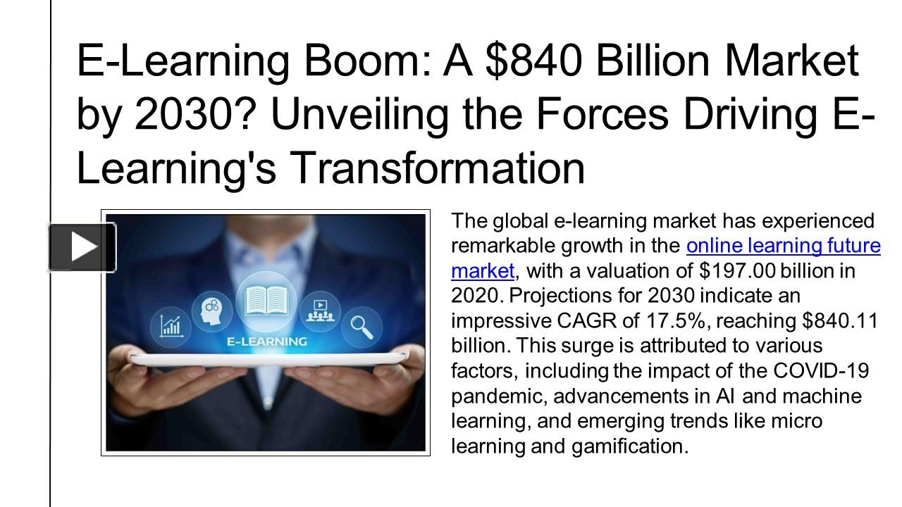 PPT – E-Learning Boom: A $840 Billion Market by 2030? Unveiling the ...