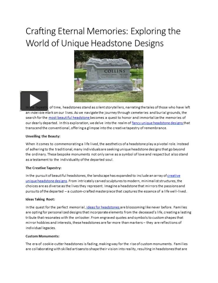 PPT – Crafting Eternal Memories: Exploring the World of Unique ...