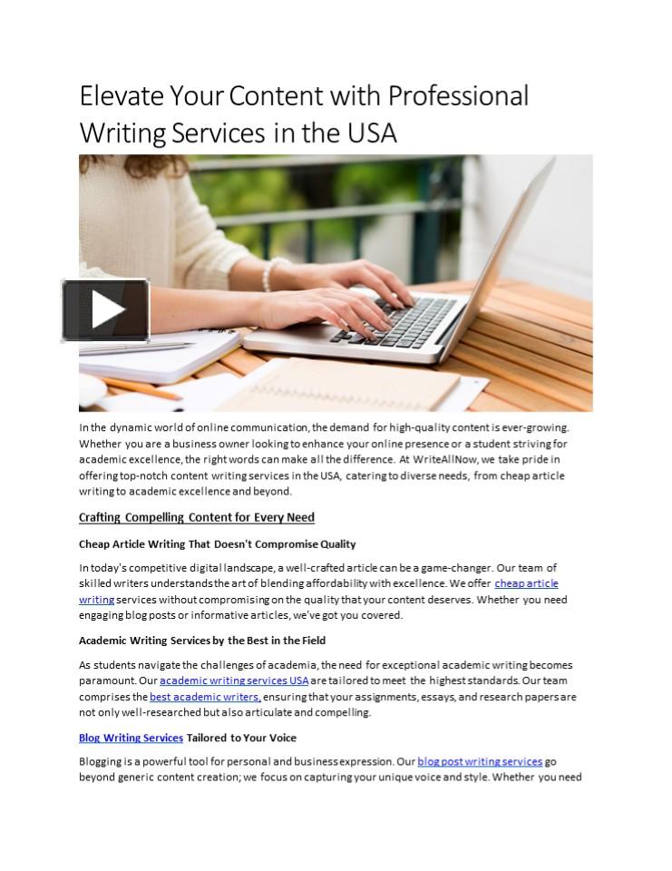 PPT – Elevate Your Content with Professional Writing Services in the ...