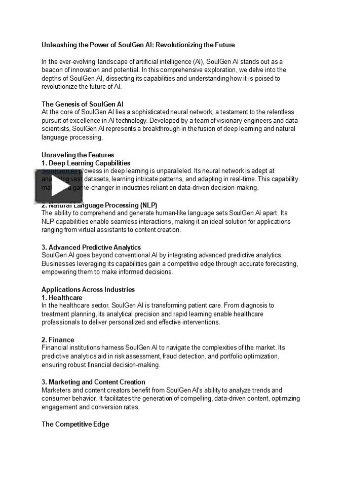 PPT – Unleashing the Power of SoulGen AI: Revolutionizing the Future ...