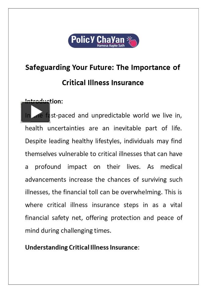 PPT – Safeguarding Your Future: The Importance of Critical Illness ...