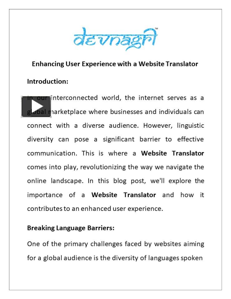 PPT – Enhancing User Experience with a Website Translator PowerPoint ...