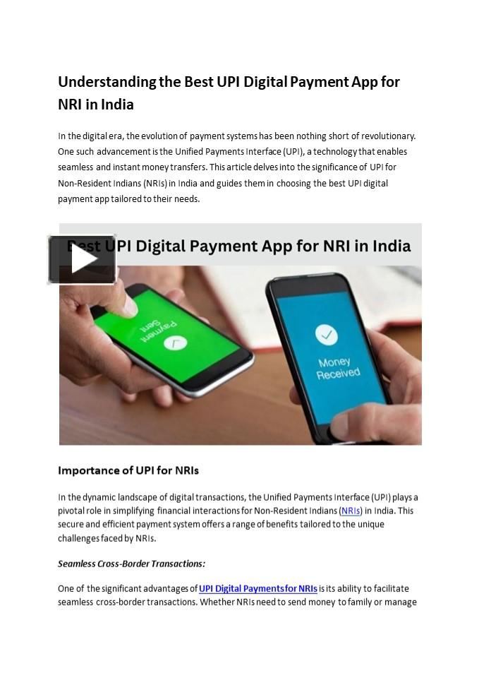 Understanding the Best UPI Digital Payment App for NRI in India ...